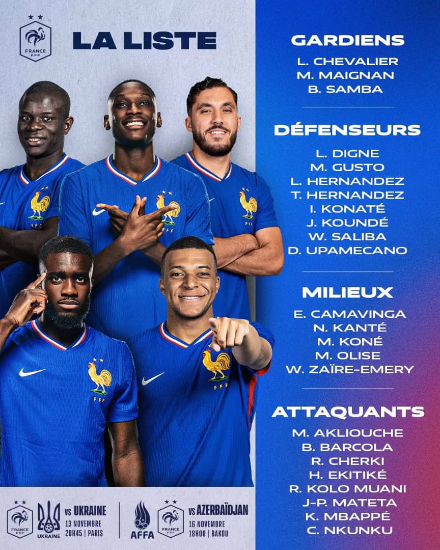 Didier Deschamps dévoile sa liste pour les deux prochains matchs - VIPZONE
